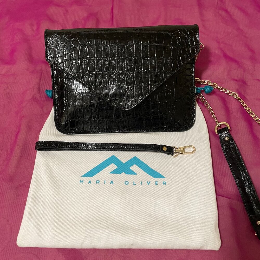 Black Crocodile Maria Oliver Bag - Gem